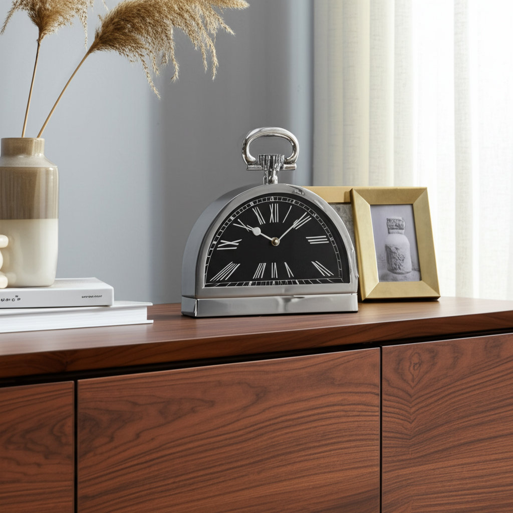 Longshore Tides Modern Clock Metal and Steel with Glass Accents 10 ...