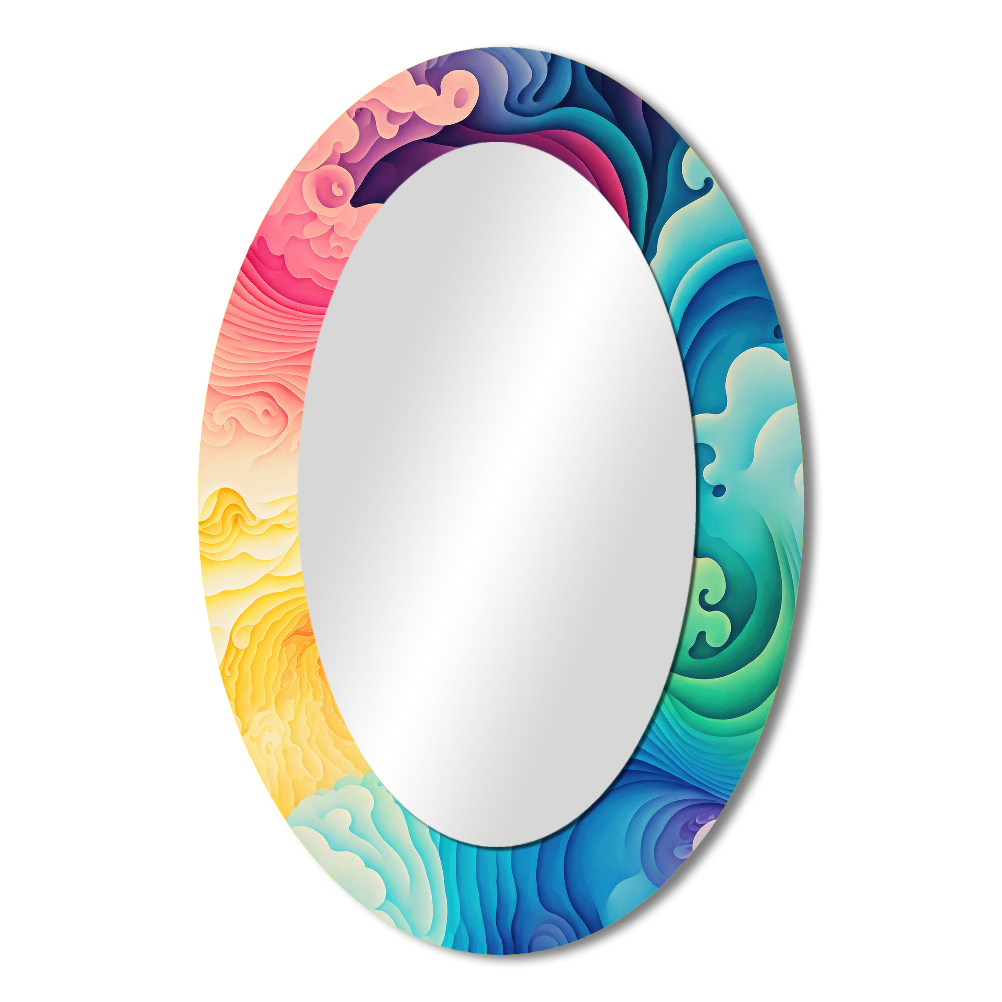 Dakota Fields Multicolor Swirly Clouds IV - Abstract Oval Decorative ...