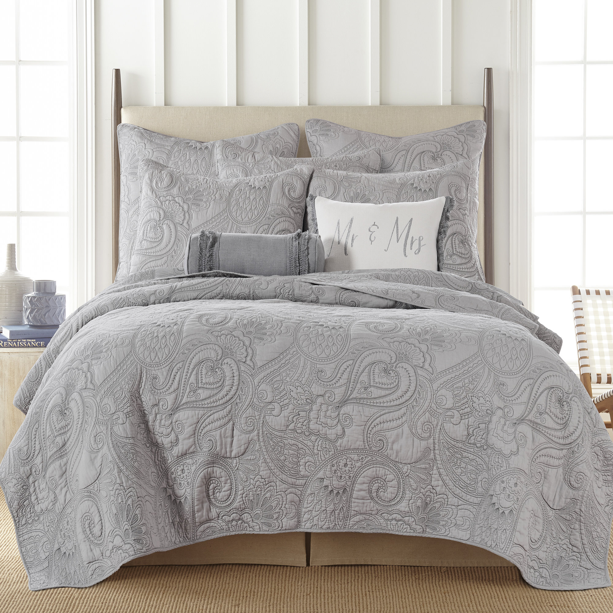 Levtex home Perla Grey Full/Queen Quilt Set | Wayfair