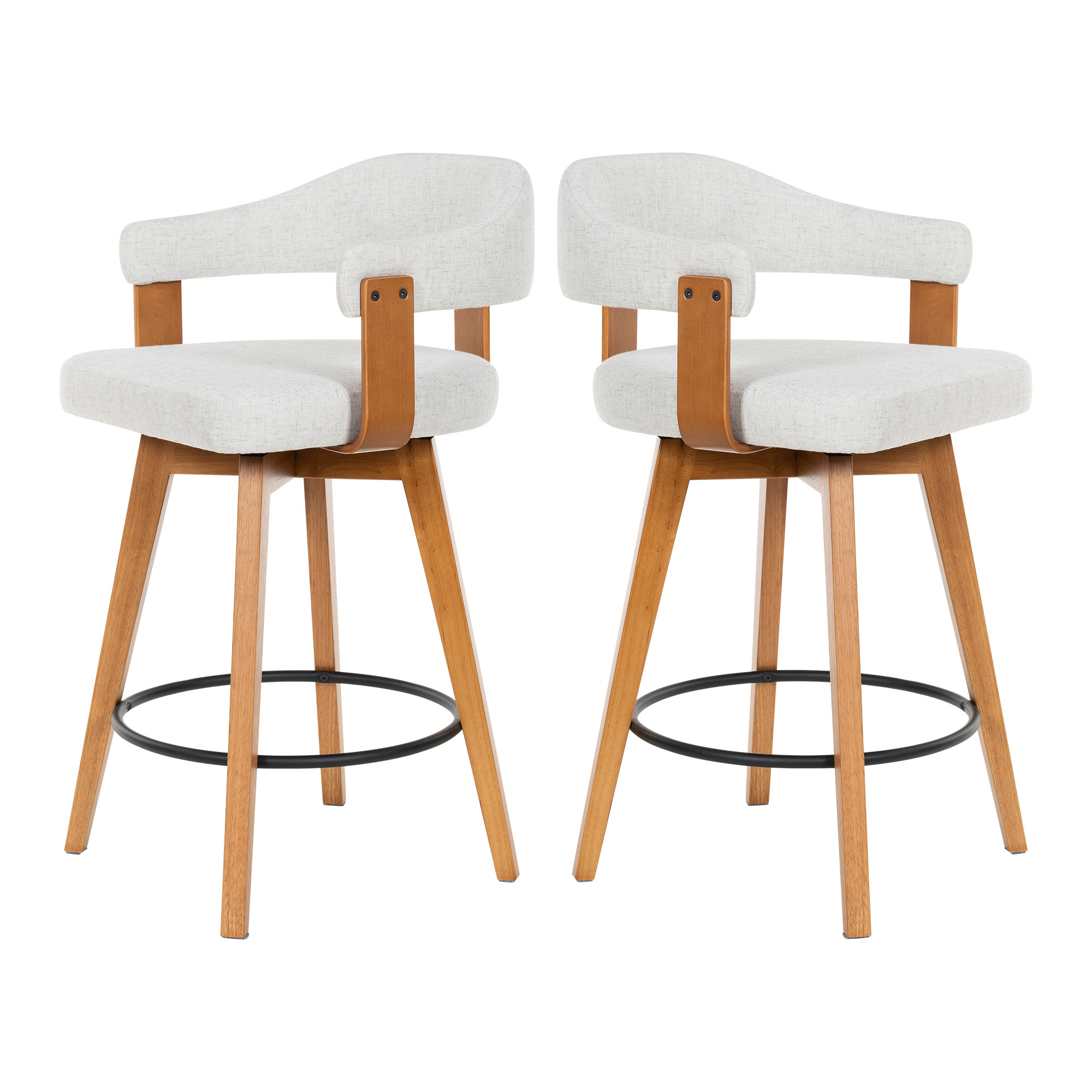 Corrigan Studio Swivel Linen Upholstered Bar Stools 26" Counter Height ...
