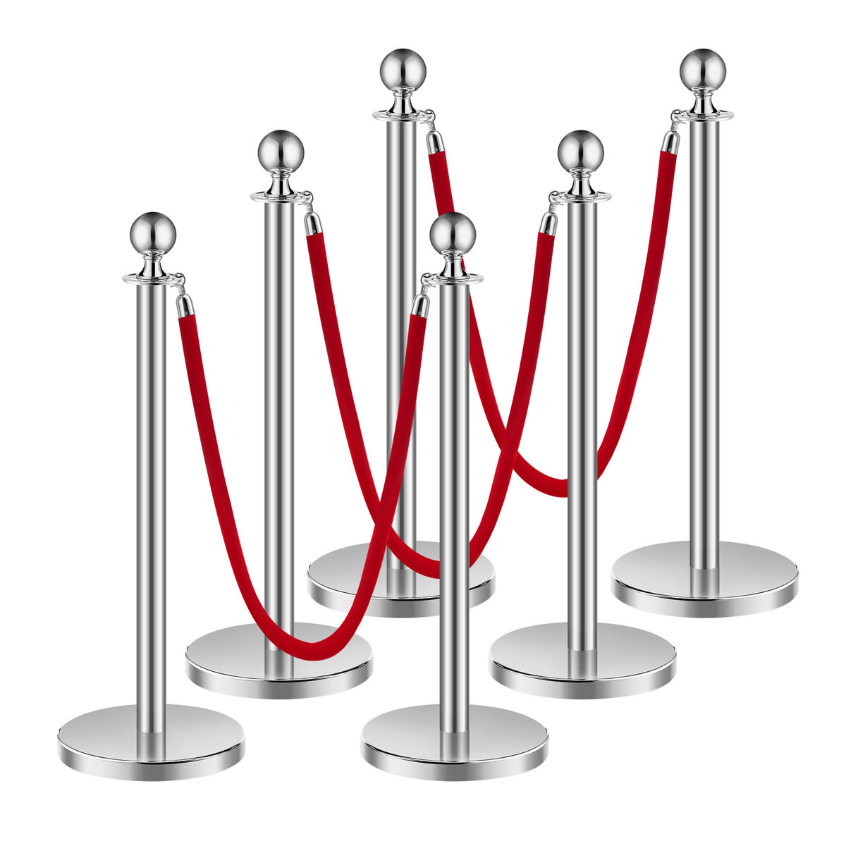 Stellweilan Tessberg Stanchions and Velvet Ropes 6Pcs, Hollow Base with ...