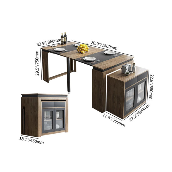 Latitude Run® Modern Extendable Dining Table Rectangle Sideboard with ...