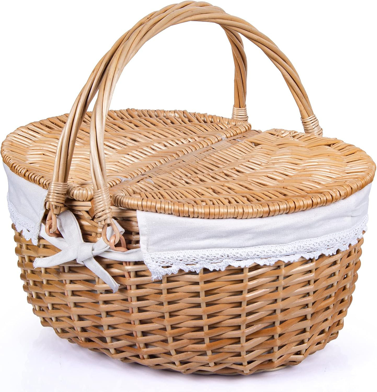 Ophelia & Co. Wicker Picnic Basket with Lid and Handle Sturdy Woven ...