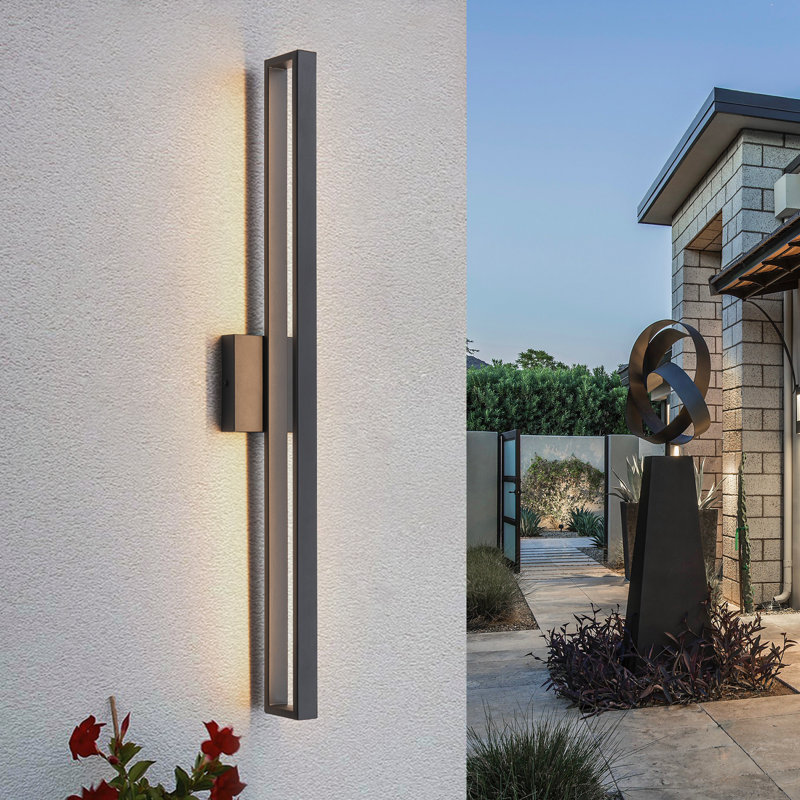 Ivy Bronx Aluminum Modern Linear Led Outdoor Wall Light | Wayfair