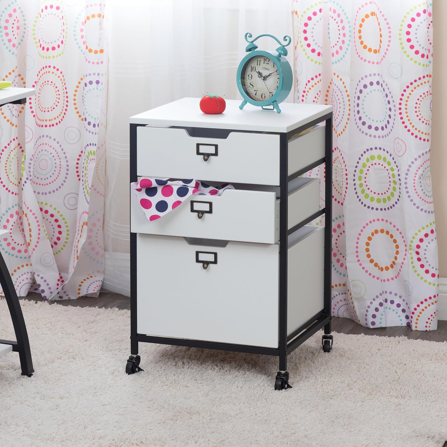 Hokku Designs 3-Drawer Mobile Storage Organizer Cart With Metal Label ...