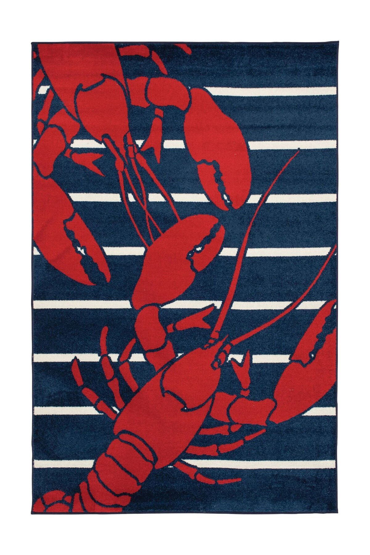 Dakota Fields Marine Yacht Collection Lobster Navy-Red Woven Base Rug ...