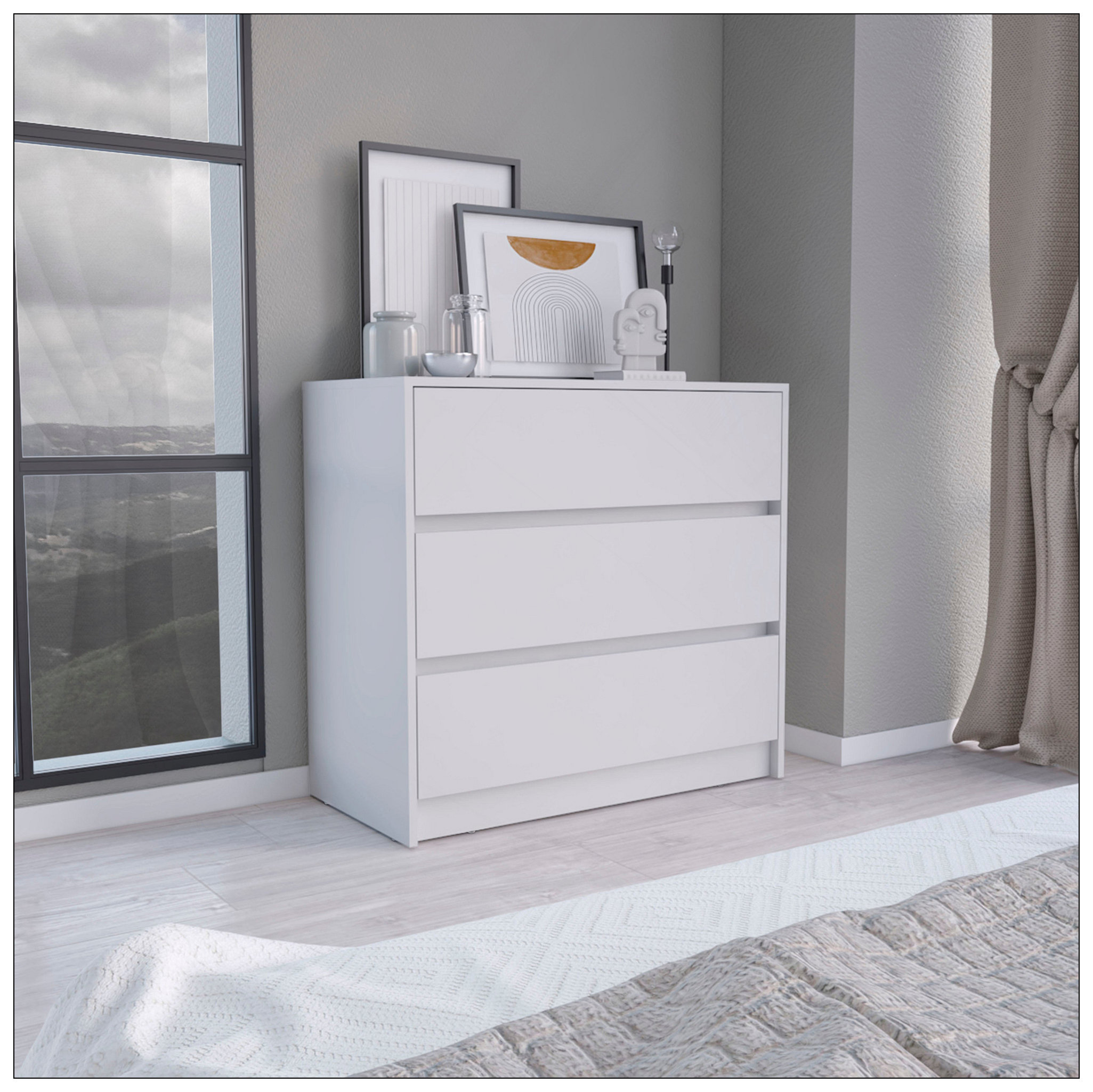 Latitude Run® Dresser 31"H, 3 Drawers, Chest Of Drawers, Black ...