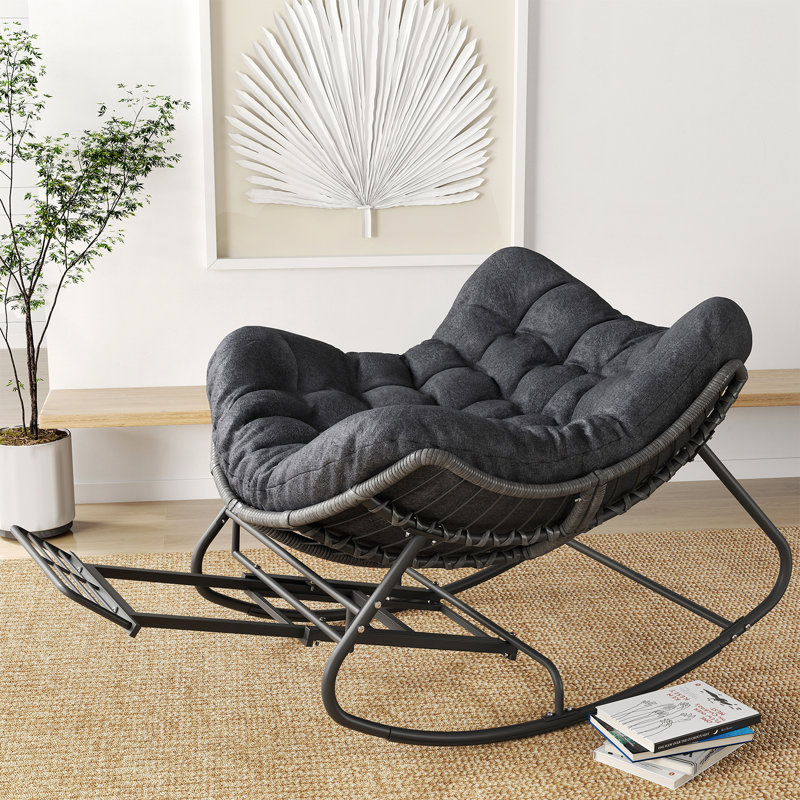 Latitude Run® Wicker Rocking Chair With Cushion And Footrest | Wayfair