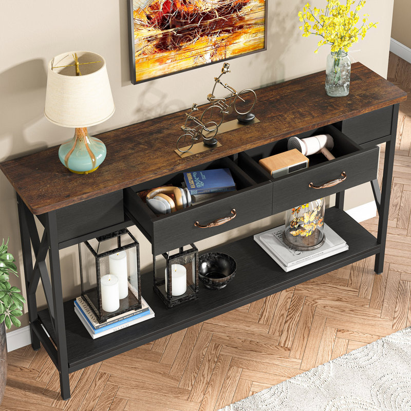 Breakwater Bay Grimball 71" Console Table with 2 Drawers, Long Sofa ...