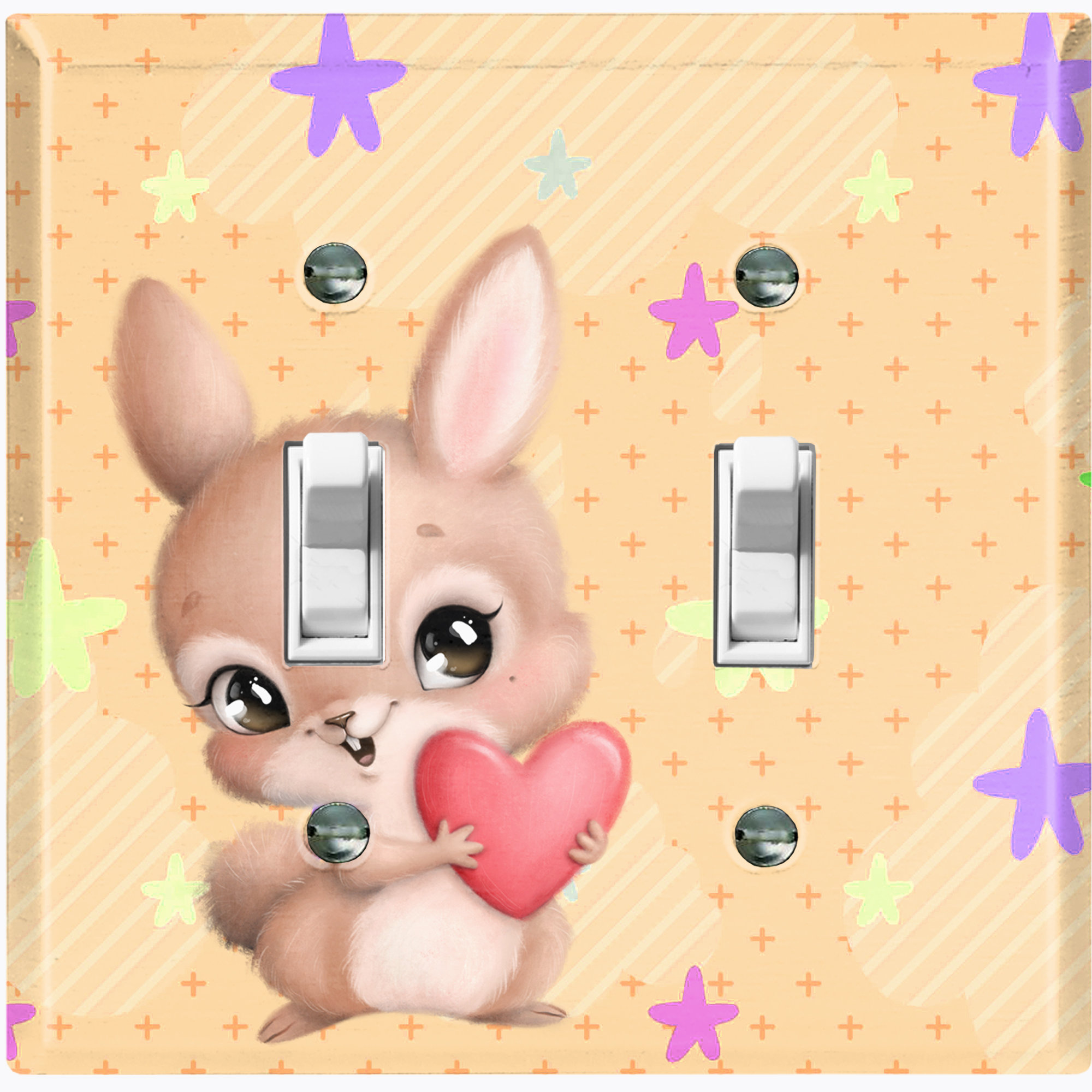 WorldAcc Metal Light Switch Plate Outlet Cover (Cute Nursery Rabbit ...
