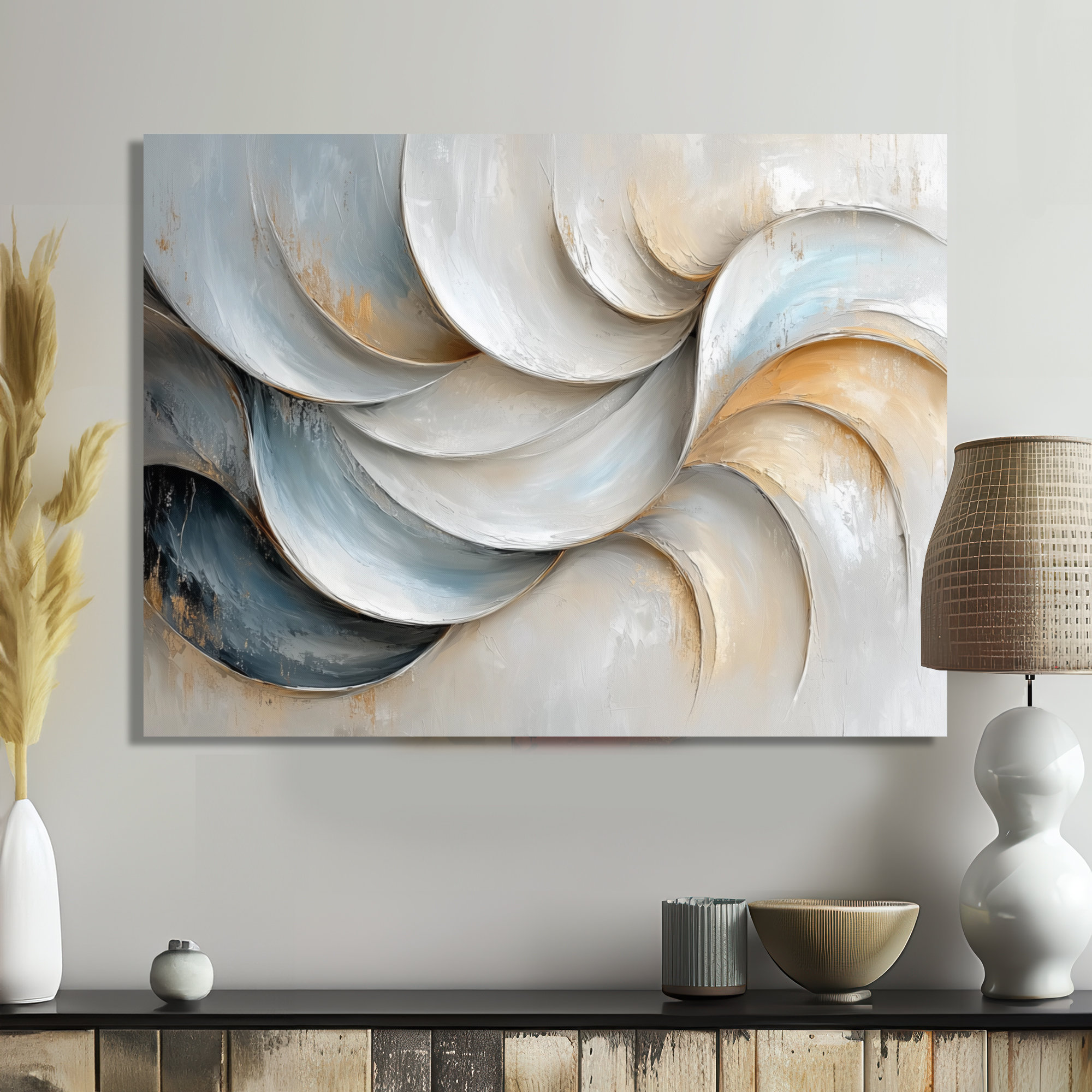 Wrought Studio™ Grey White Waves Of Introspection I - Abstract Collages ...