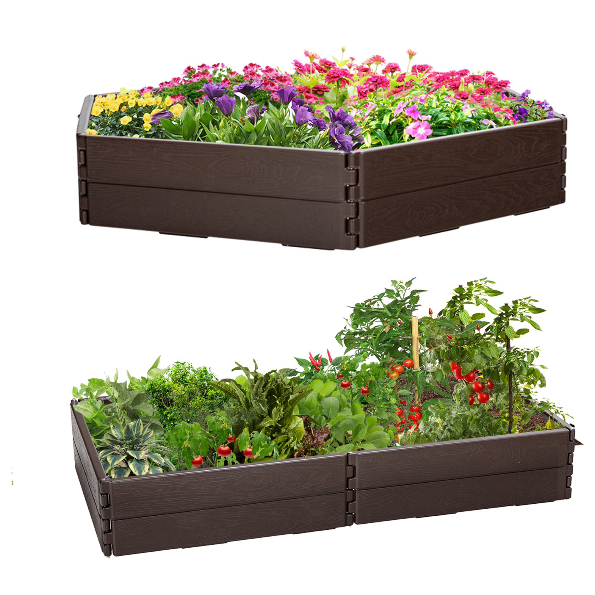 Arlmont & Co. 2 Piece Kiyona Plastic Raised Garden Bed Set | Wayfair
