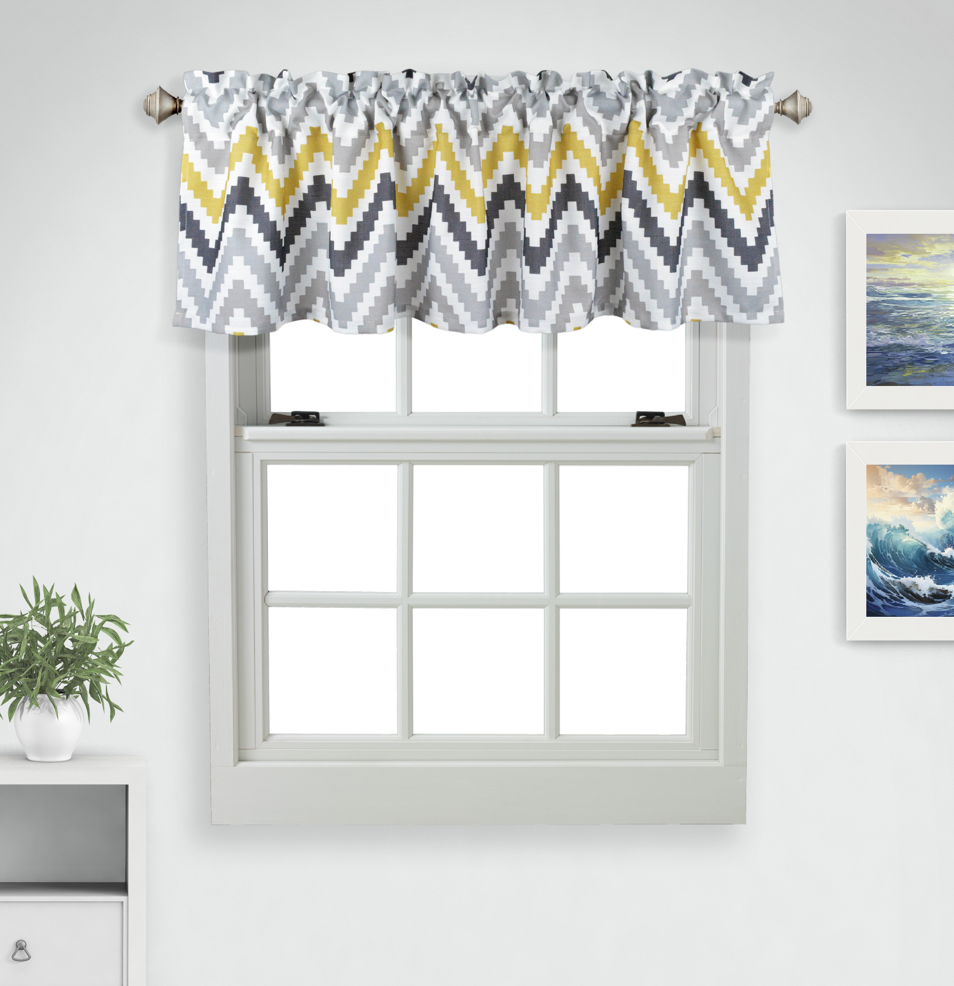 Ebern Designs Waynant Chevron Tailored 56'' W Window Valance | Wayfair