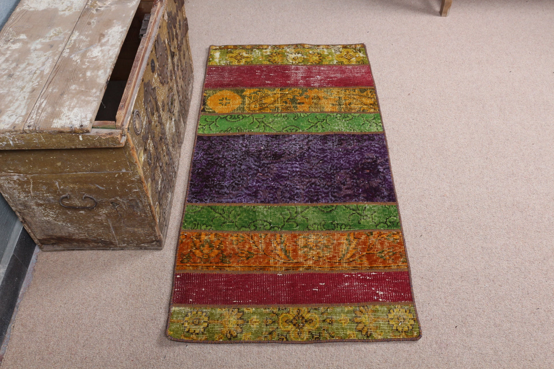Red Barrel Studio® Handcrafted Vintage Door Mat Unique Floral Stripe ...