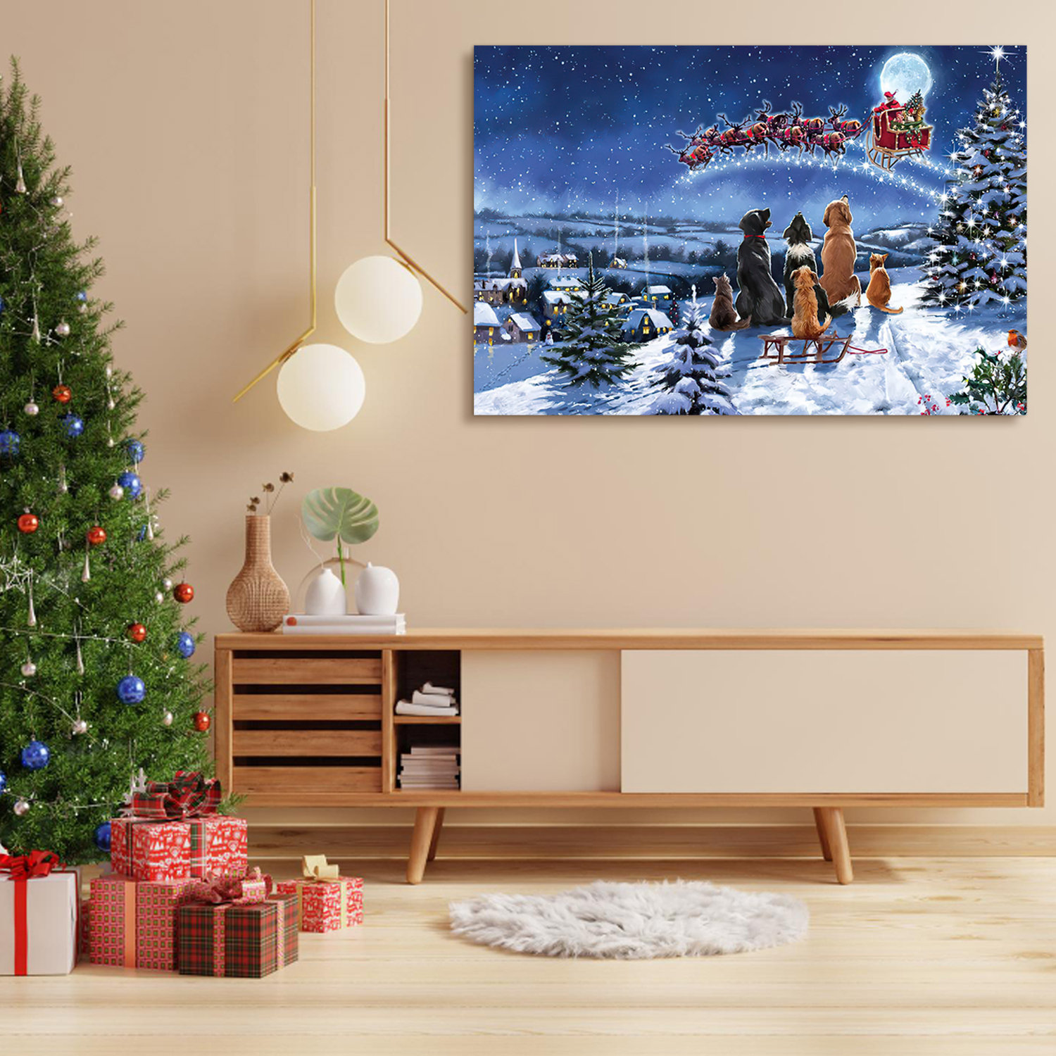 The Holiday Aisle® Santa In Sledge With Cute Animals | Wayfair