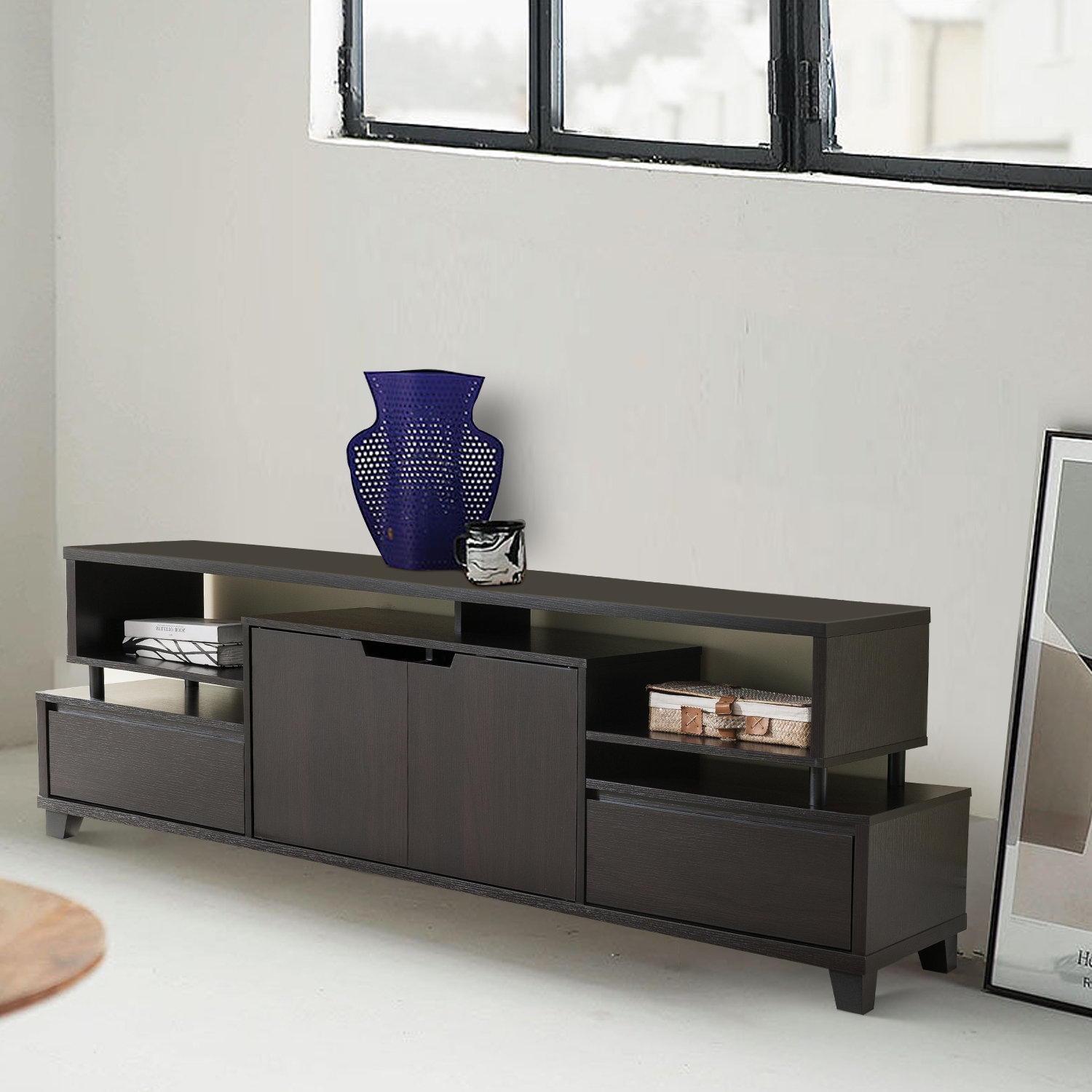 Latitude Run® 70-inch TV Console Entertainment Media Center Stand Flat ...