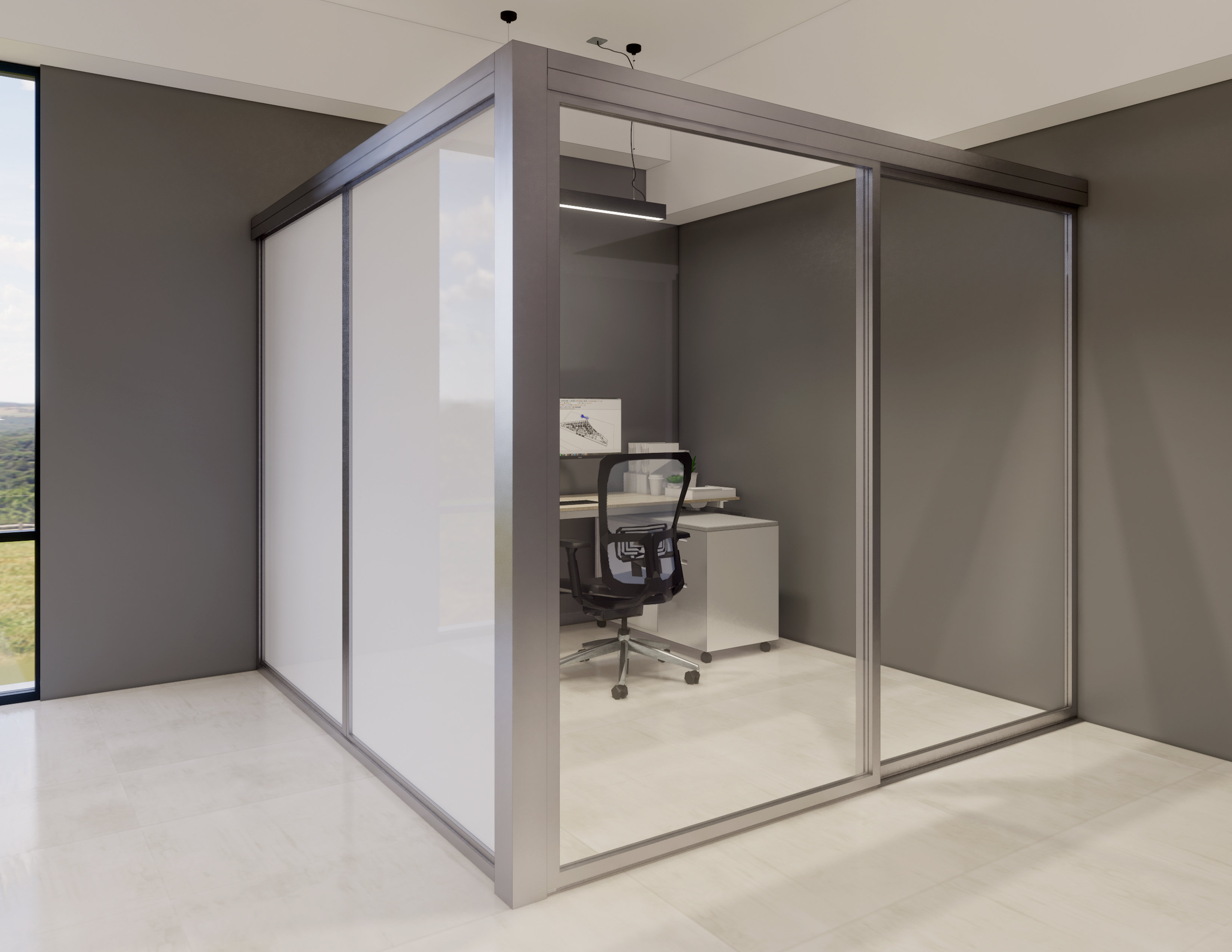 The Sliding Door Company 2 Panel Frosted Glass Stationary Fixed Office ...