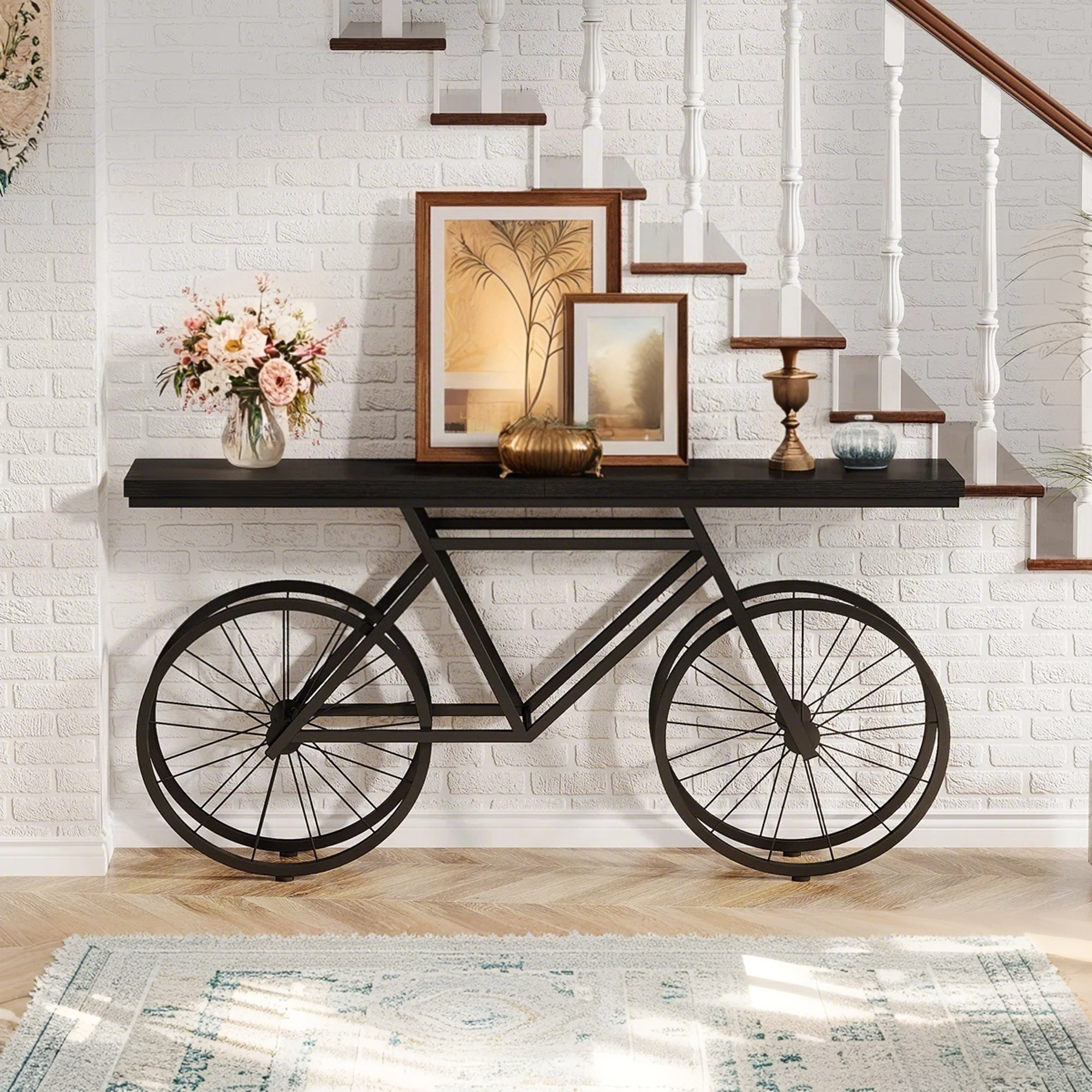 Williston Forge 70.9" Bike Console Table, Narrow Sofa Table Industrial ...