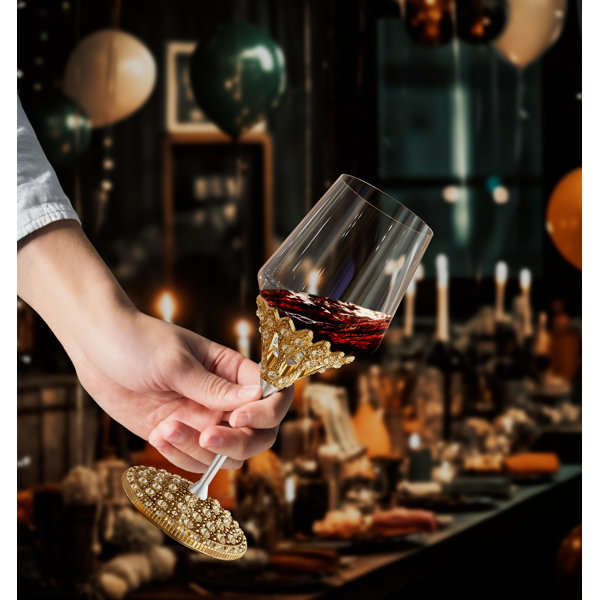 Rosdorf Park 11oz. Handmade Diamond-Encrusted Crystal Wine Glass, Lead ...