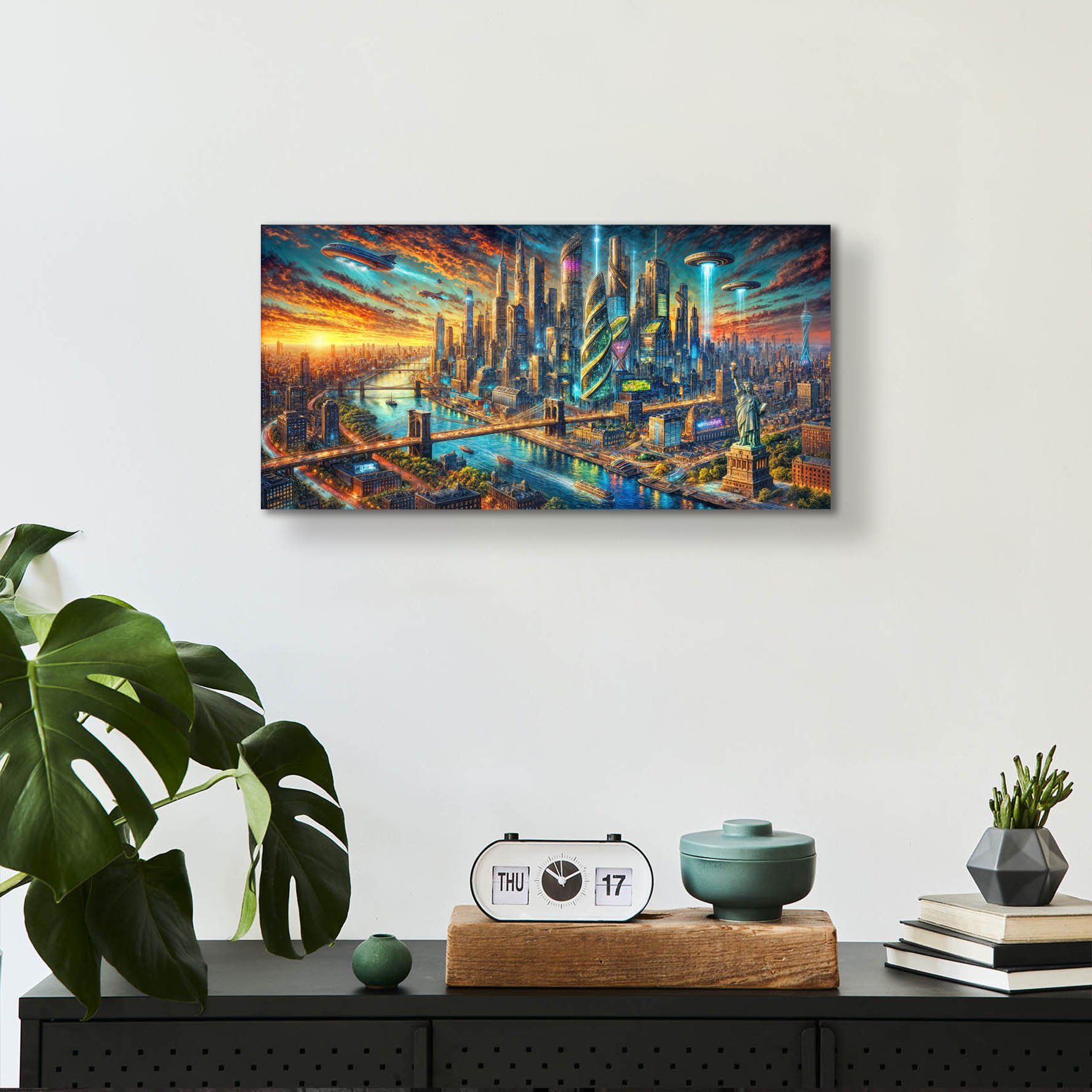 Latitude Run® 'New York City -Futuristic Painting' by Rey Klimt Acrylic ...