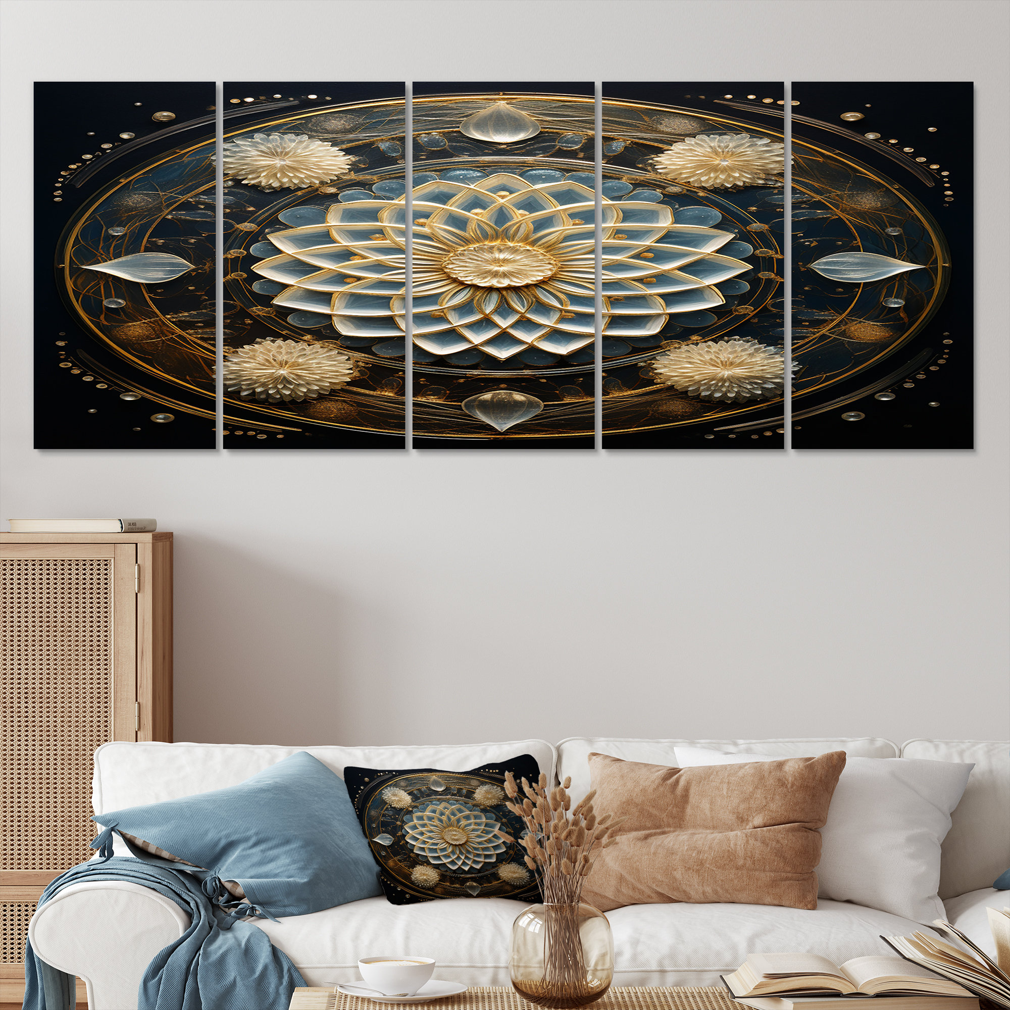 Bungalow Rose Cosmic Flower Of Life - Boho Mandala Wall Art Decor Set 5 ...