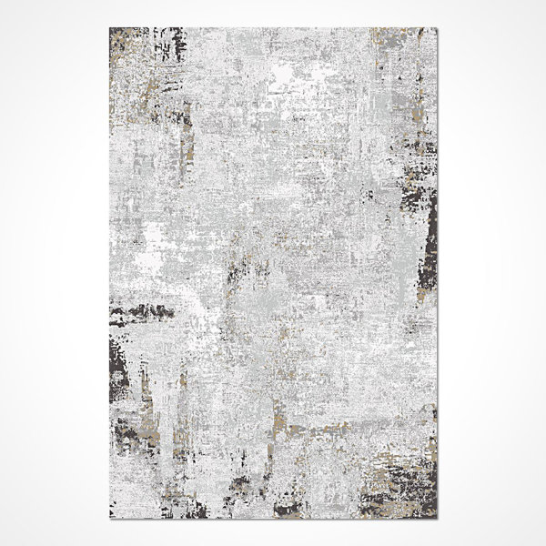 Williston Forge Berneil Gray Abstract Viscose Machine Made Area Rug ...