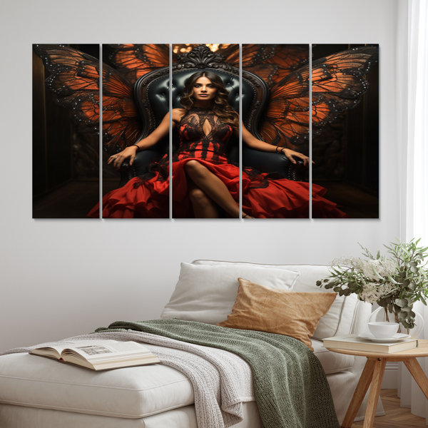 DesignArt Red Queen Of Angel III On Metal 5 Pieces Set | Wayfair