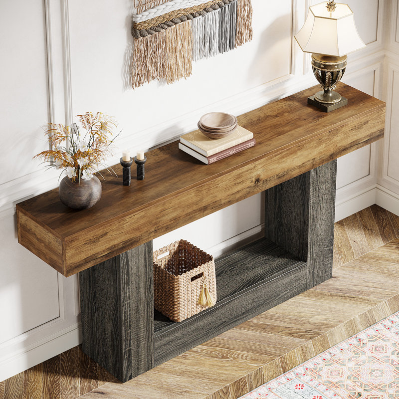 17 Stories 63" Console Table, Farmhouse Entryway Table, Narrow Wood ...