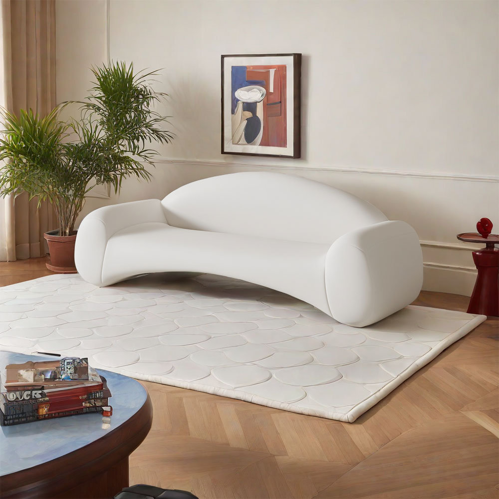 Lifton Nordic Small Flat Cream Shaped Sofa 90.55'' Sofa | Wayfair