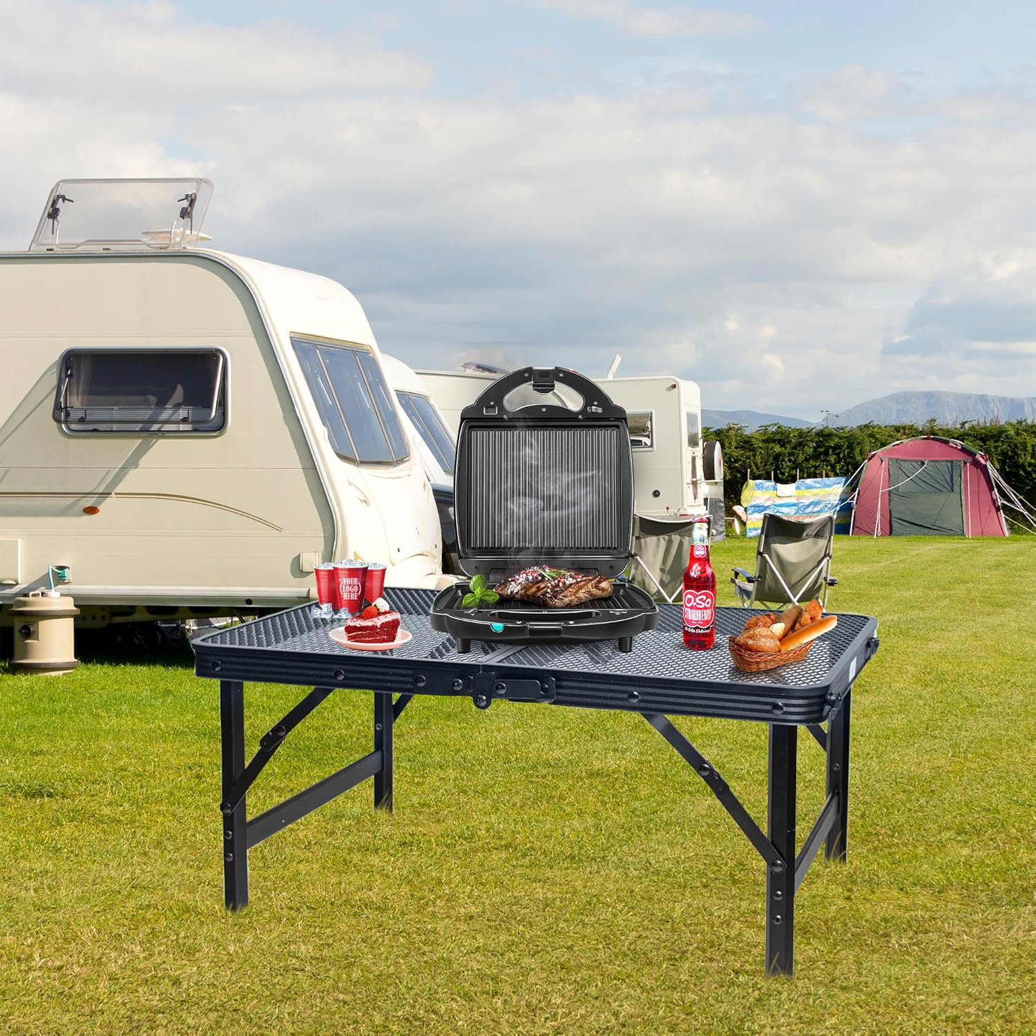 MAGBIX Decor Folding Grill Table-Camping Table With Mesh Desktop ...