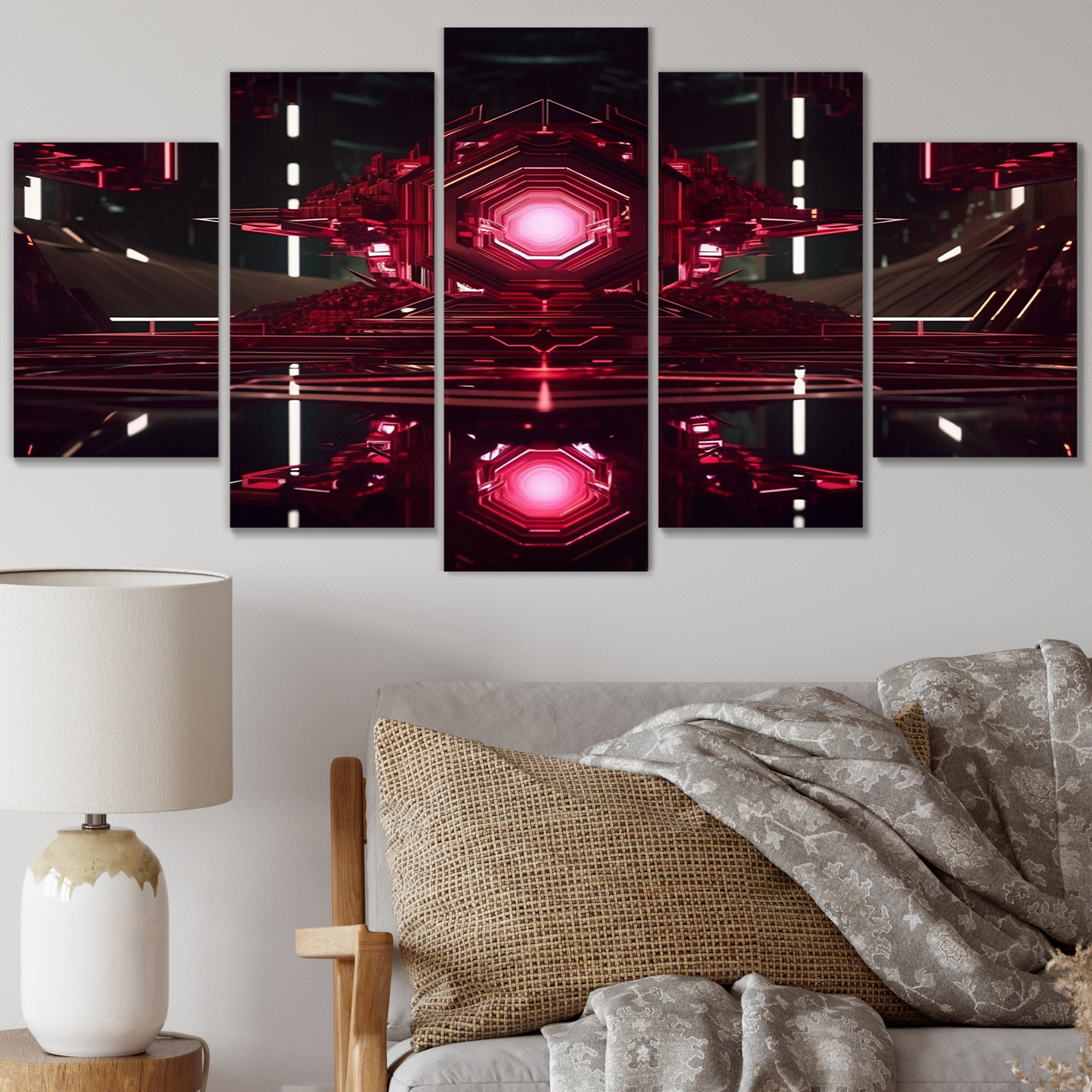 Ivy Bronx Quantum Universe Futuristic 3D I - Abstract Shapes Canvas Art Print - 5 Panels | Wayfair