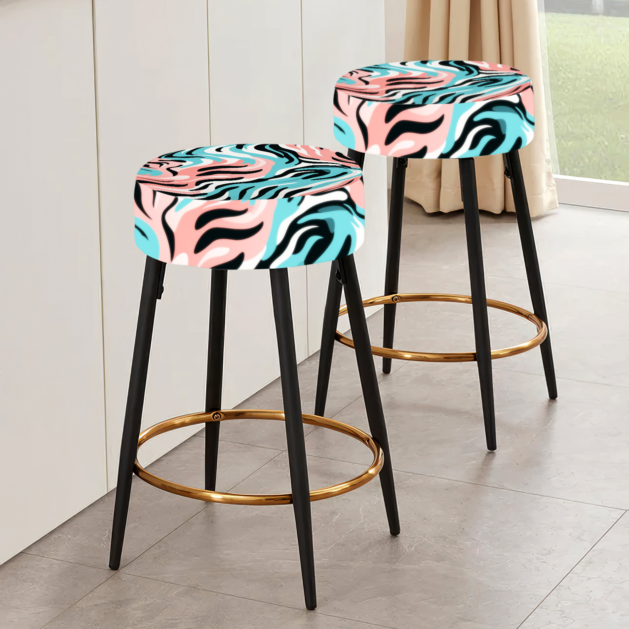 Wrought Studio Marlenea - Animal Print Bar Stools Set Of 2 - Wayfair Canada