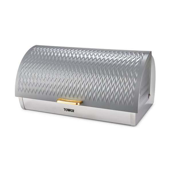 Tower T826090 Empire Roll Top Bread Bin, Stainless Steel, Brass, One ...