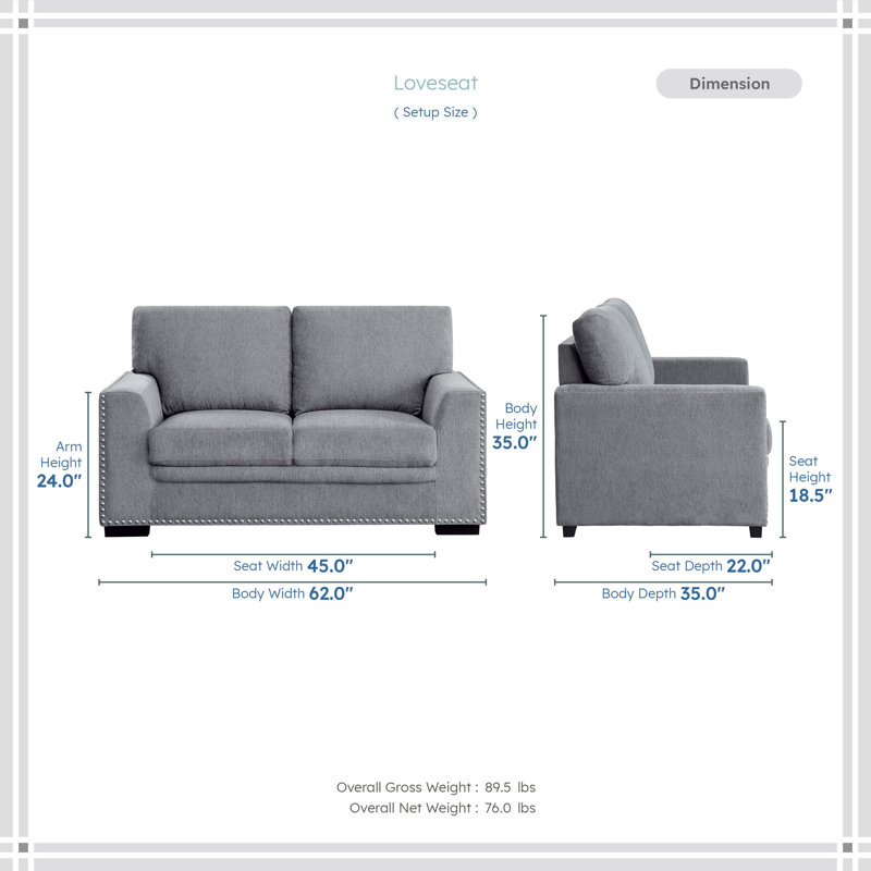 Latitude Run® Denaux 3-Piece Modern Chenille Living Room Set | Wayfair