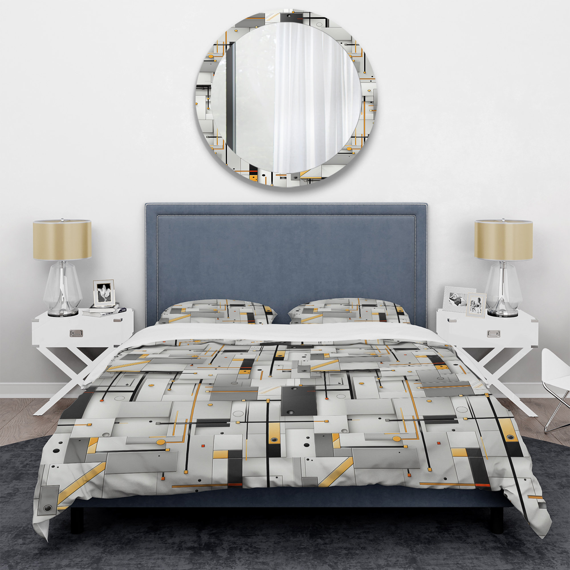 Design Art Concrete Grey Quadrants Pattern I - Geometric Duvet Cover ...