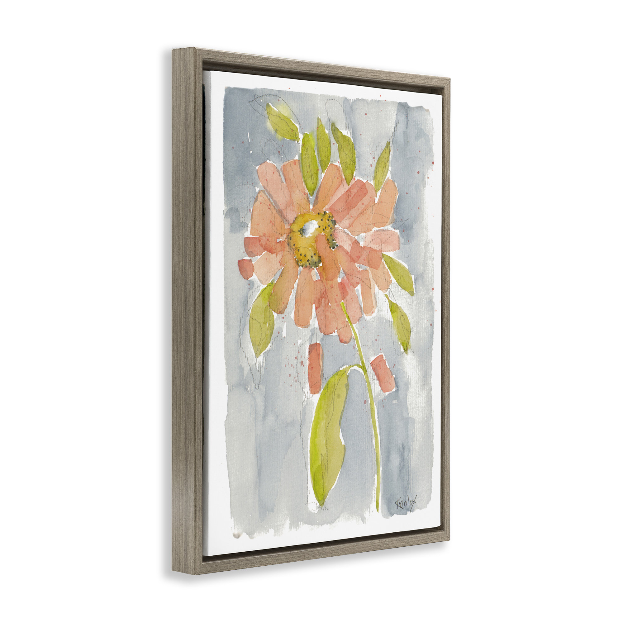 Lark Manor™ Abstract Peach Dahlia Framed Floater Canvas by Krinlox ...