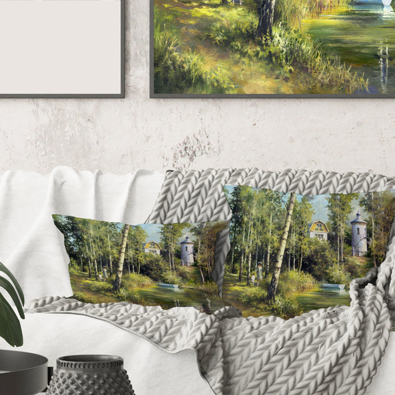 Design Art The Wood River on a Decline by the Castle Rectangular Pillow ...