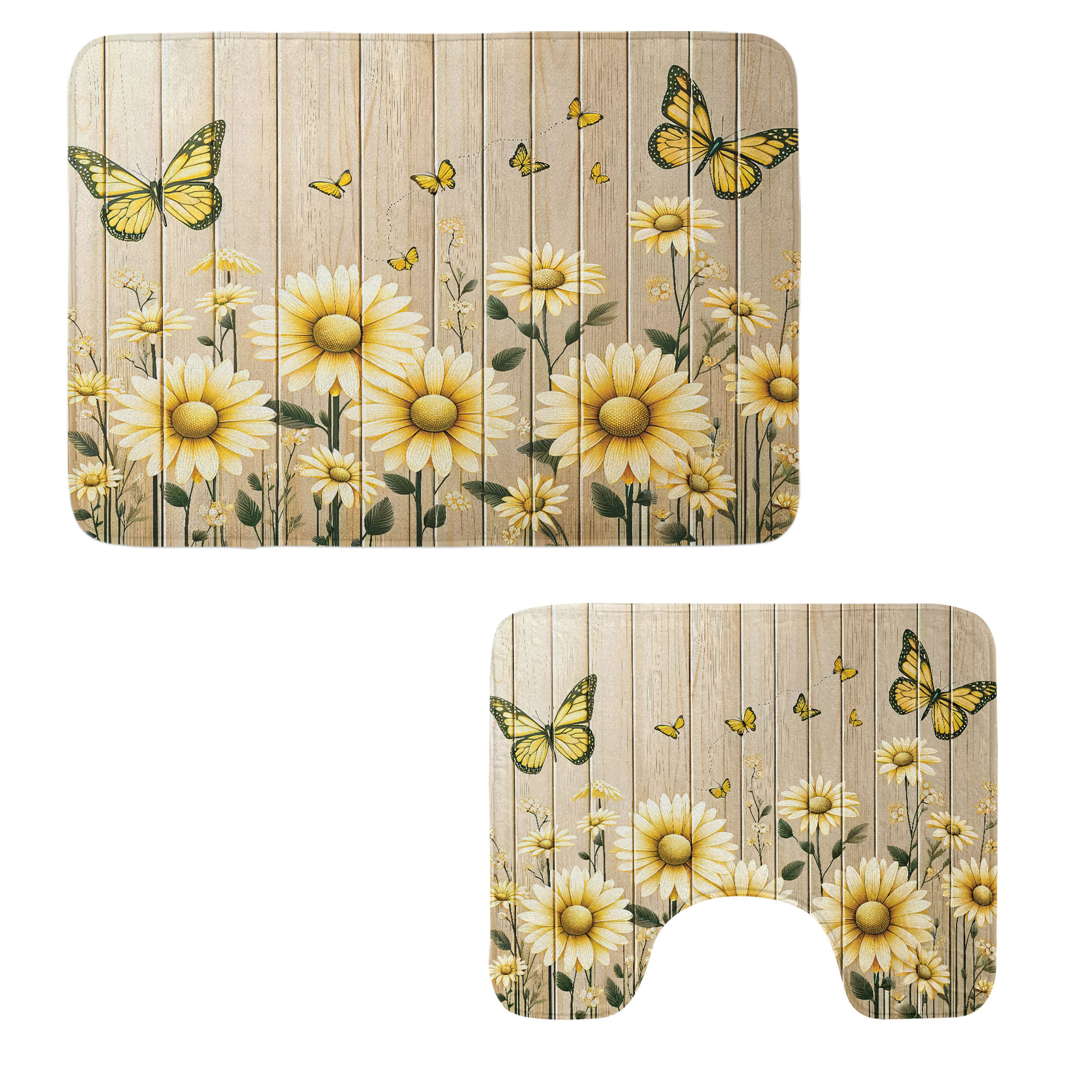 East Urban Home Rustic Bathroom Rug Set 2 Pieces Rectangle & Contour ...