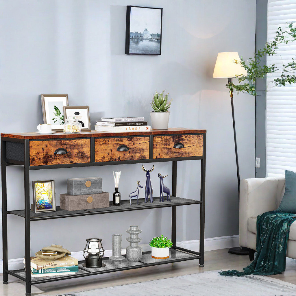 Furco Console 38 po avec commode de rangement pour hall d'entrée, brun ...