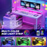 Wrought Studio™ 55'' L-Shape Computer Desk With LED Lights, Power ...