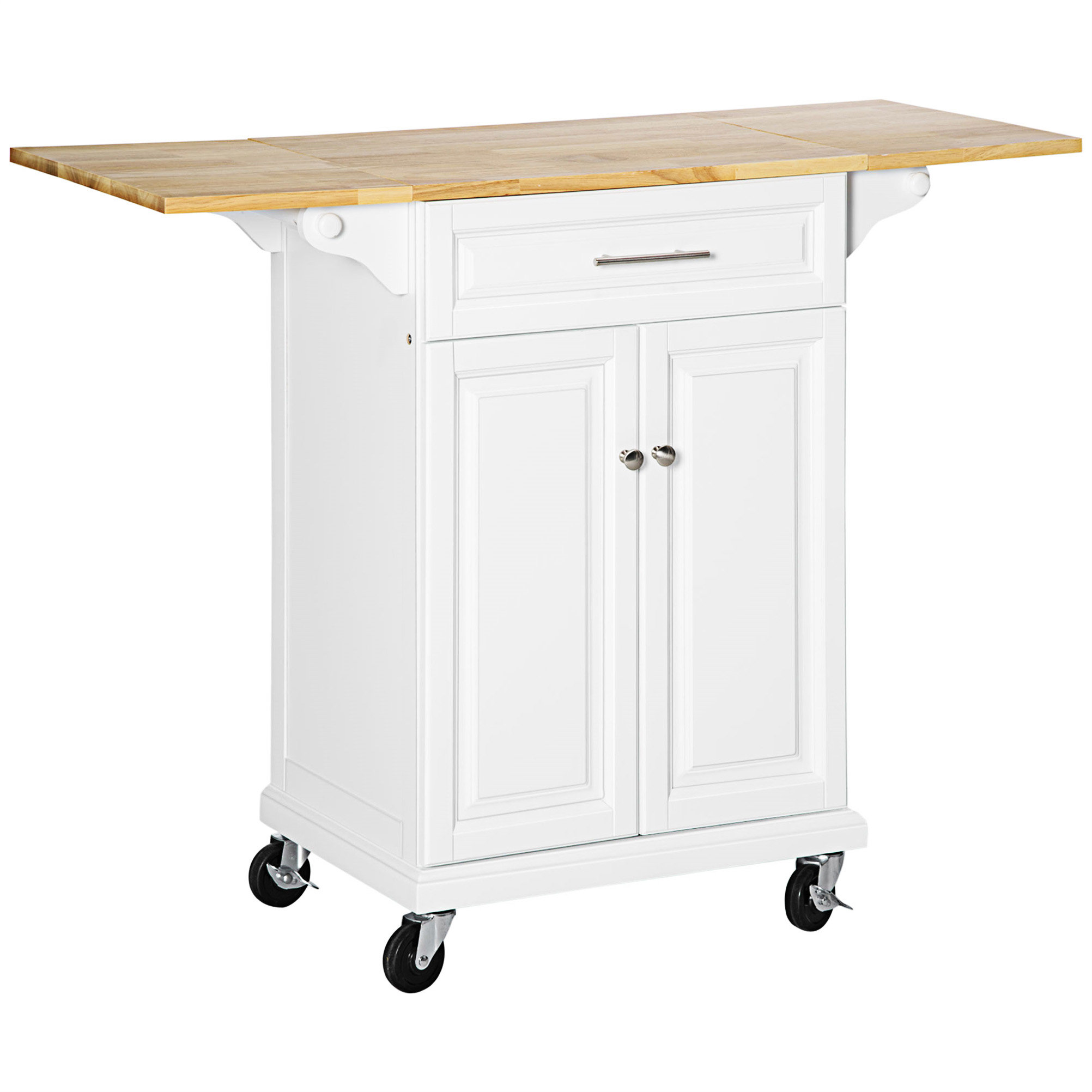 August Grove® Kitchen Island With Drop Leaf Trolley Cart On Wheels ...
