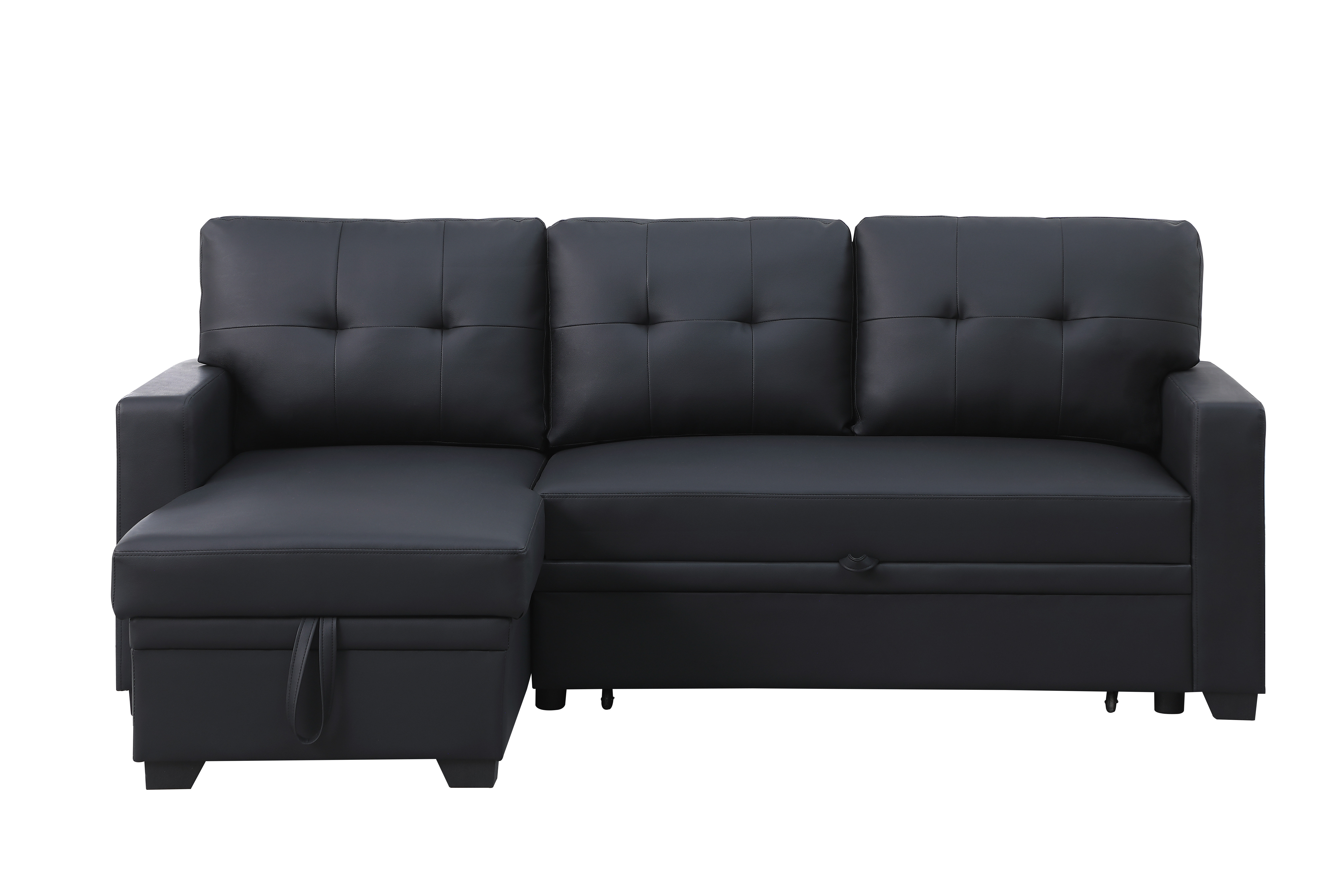 NFusion Garrett Linen Upholstered Pull Out Sectional Sofa with Storage ...