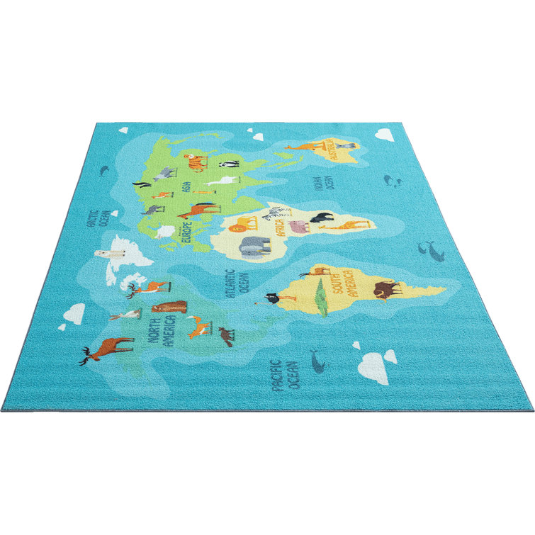 Mia's Rugs Happy Kids Blue Rug | Wayfair.co.uk
