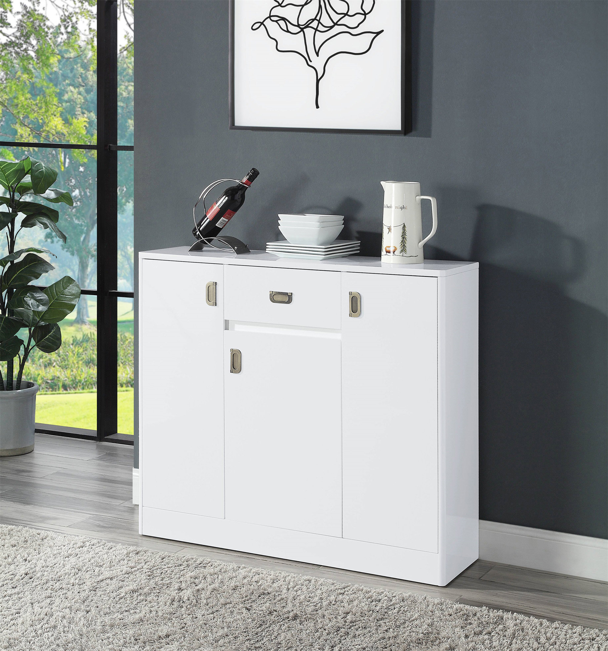 Latitude Run® Emporia Modern Buffet Sideboard Cabinet | High Gloss ...