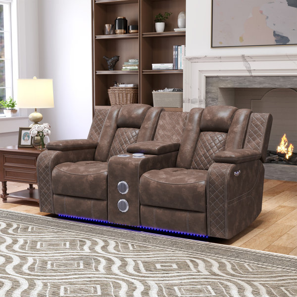 Ivy Bronx Lamica 73.2''W Breathable Leather Dual Motor Power Reclining ...