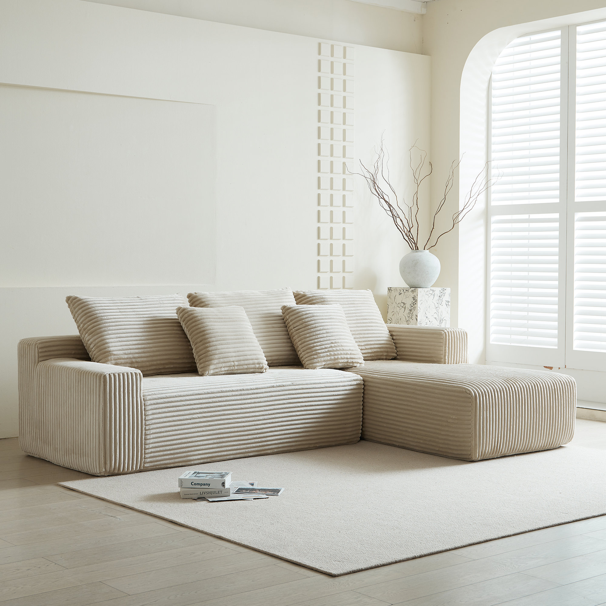 HaufChox 105'' Modular Sectional Sofa, Cloud Sofa, Plush Corduroy ...