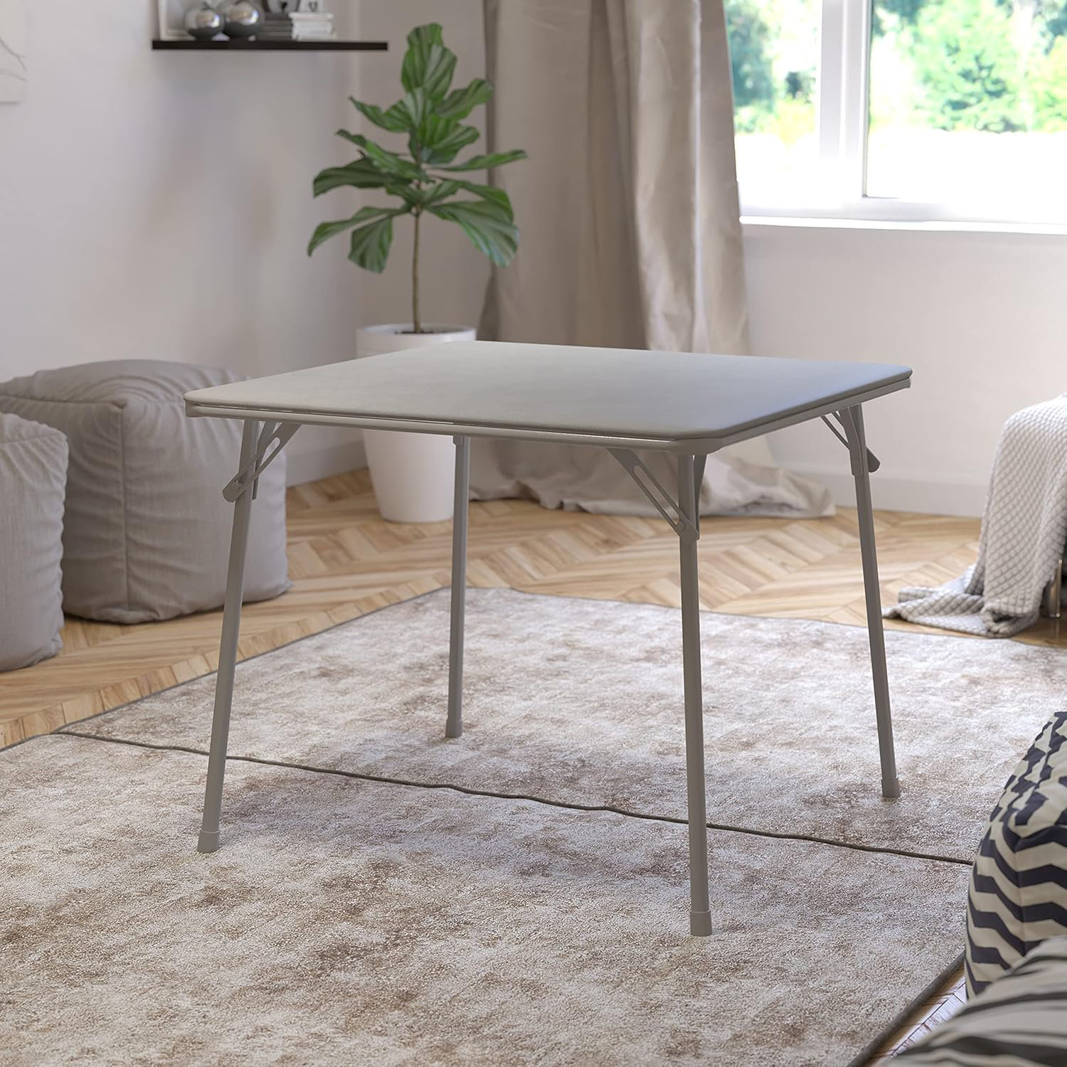 MAGBIX Grey Foldable Card Table With Vinyl Table Top - Game Table ...