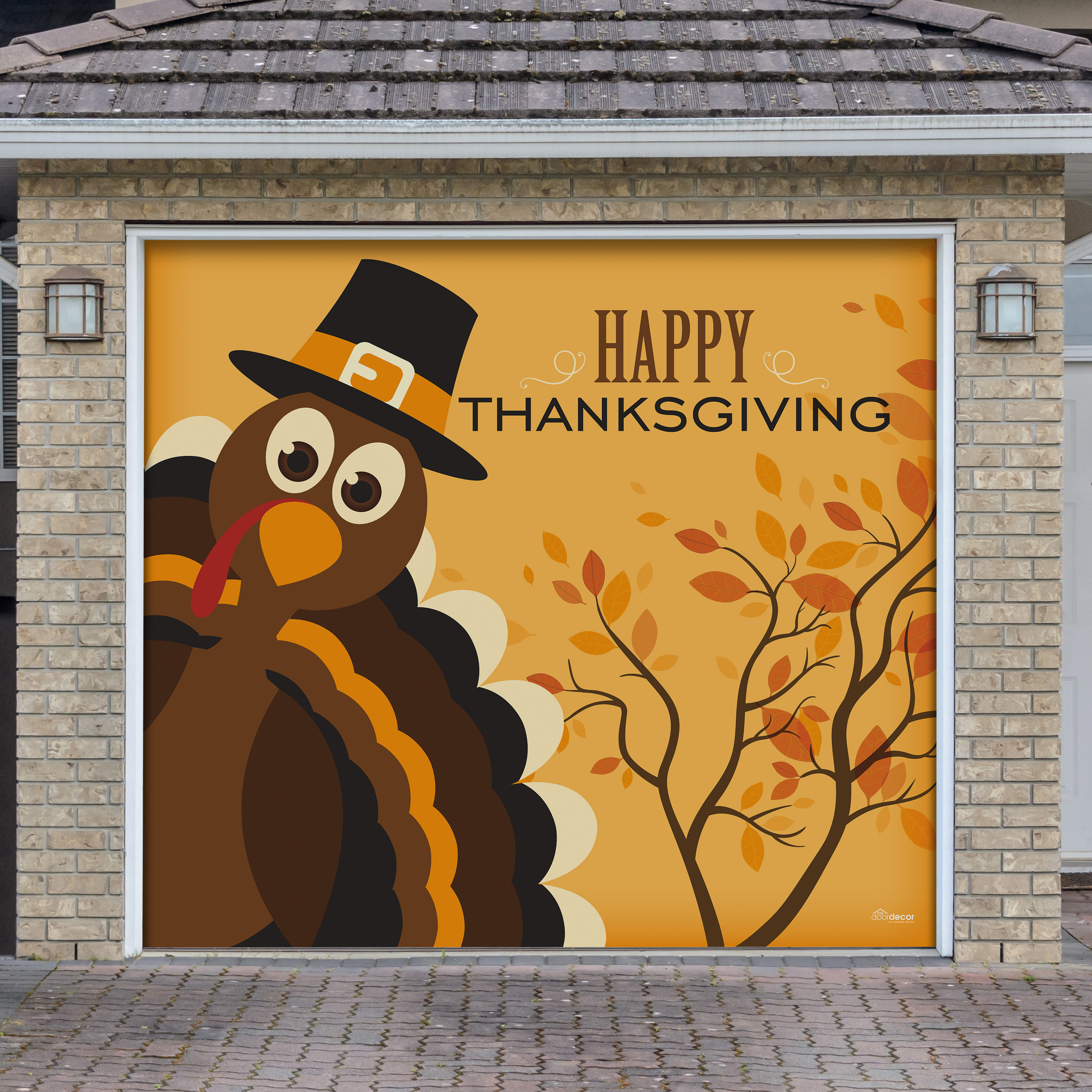 My Door Decor Happy Thanksgiving Turkey Garage Door Mural & Reviews ...