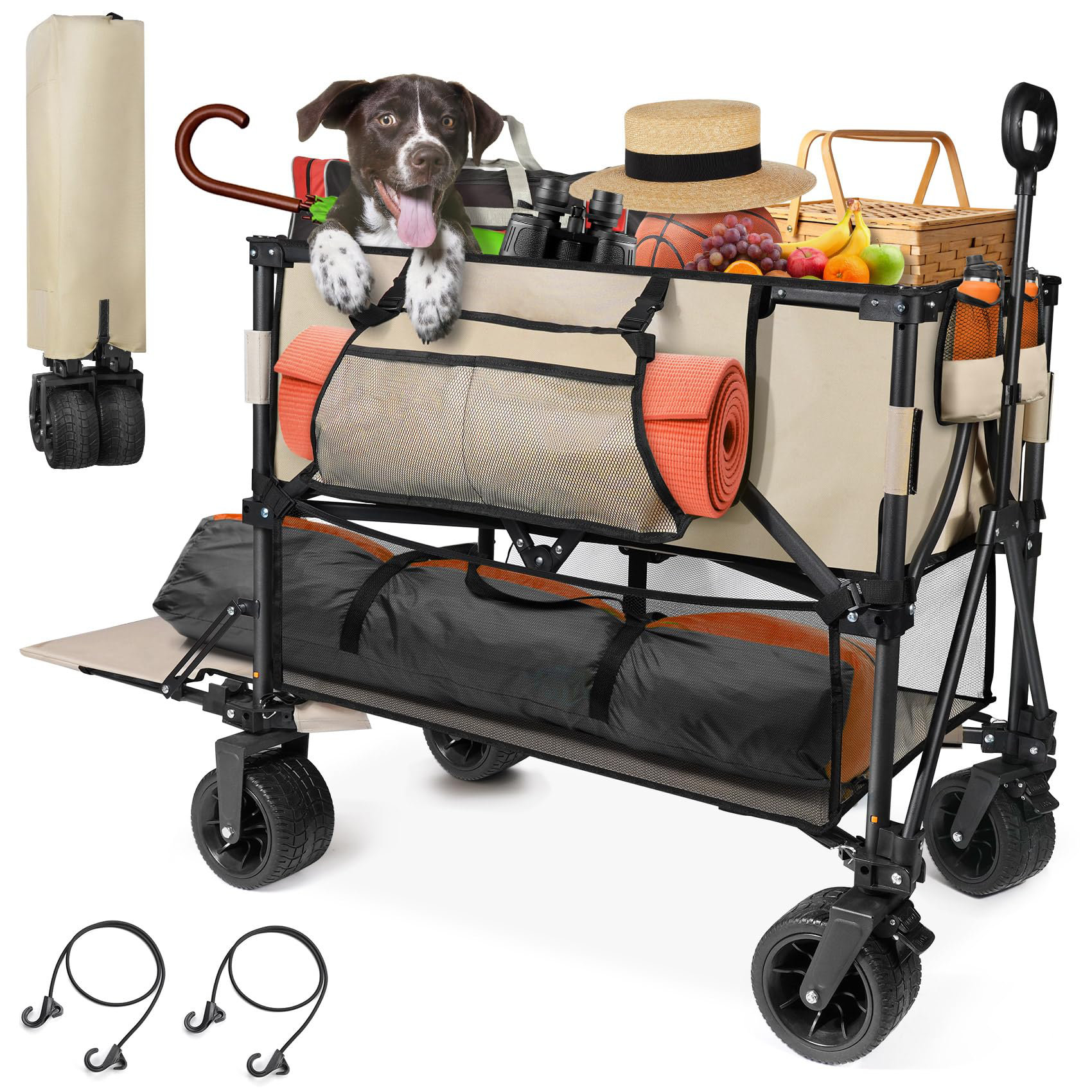 Fashion Finesse 400L Large Foldable Double Decker Wagon,360° Adjustable ...