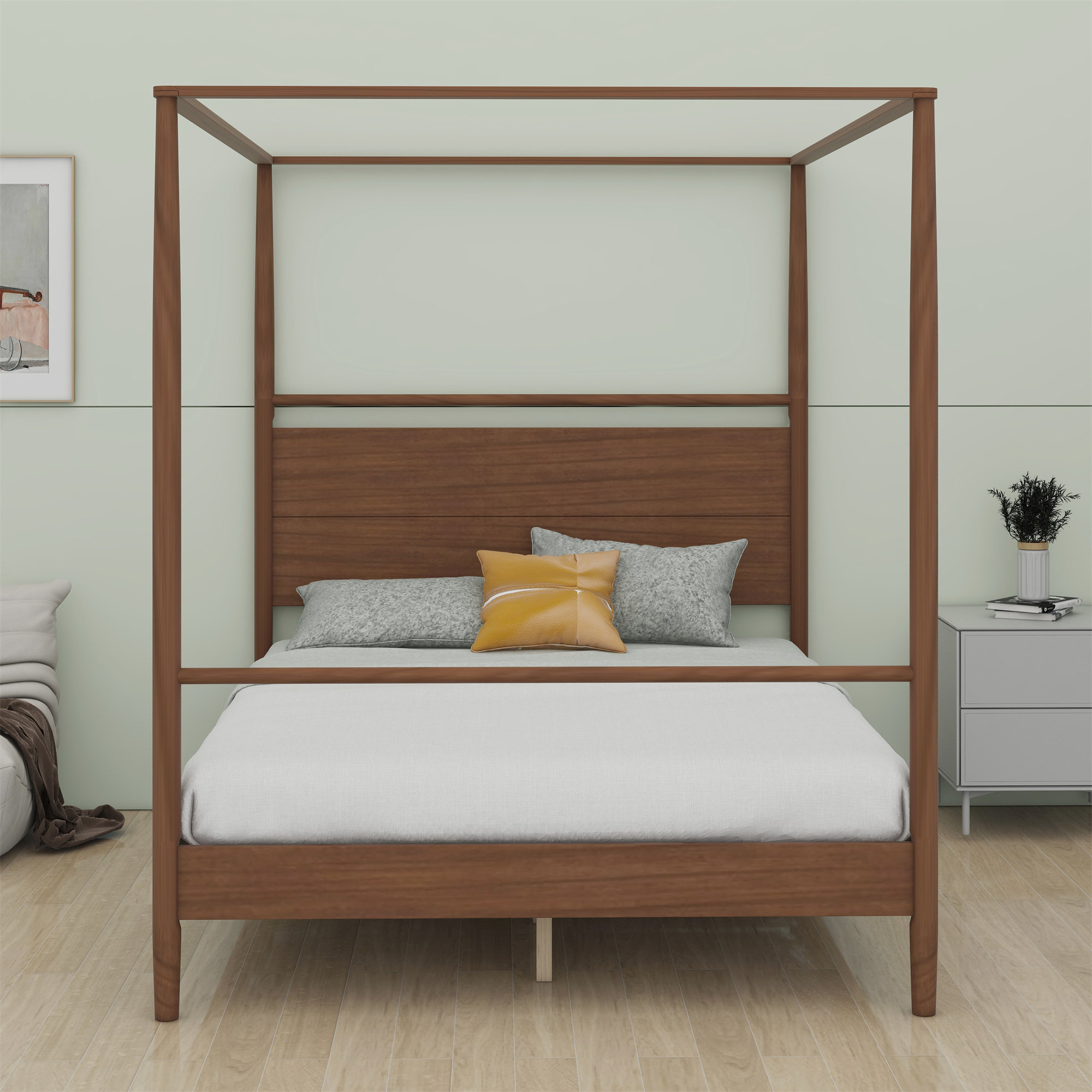 Red Barrel Studio Solid Wood Canopy Bed Frame Four Posters Bed ...